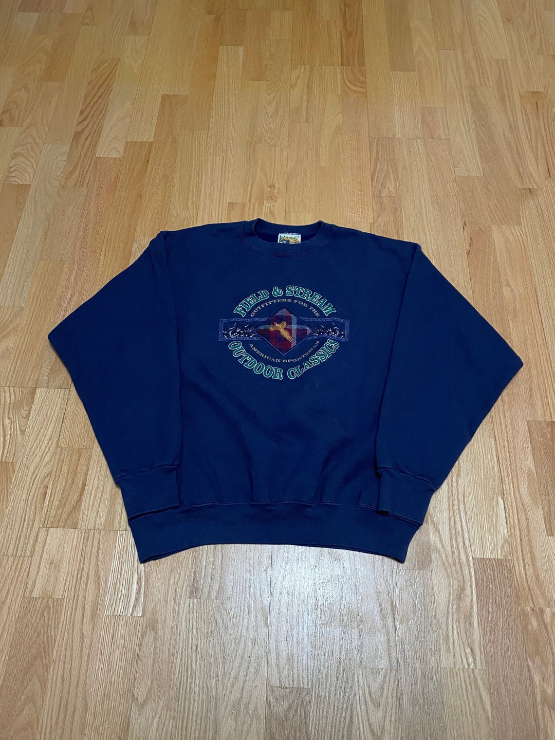 Vintage Field and Stream Outdoor Classics Patch Spell Out Navy Blue ...