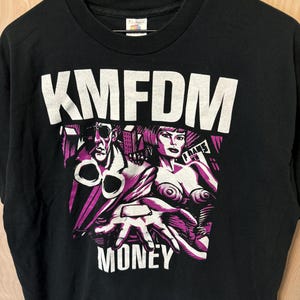 Vintage KMFDM Money Tour 1992 Double Sided Black Cotton T Shirt Size XL ...