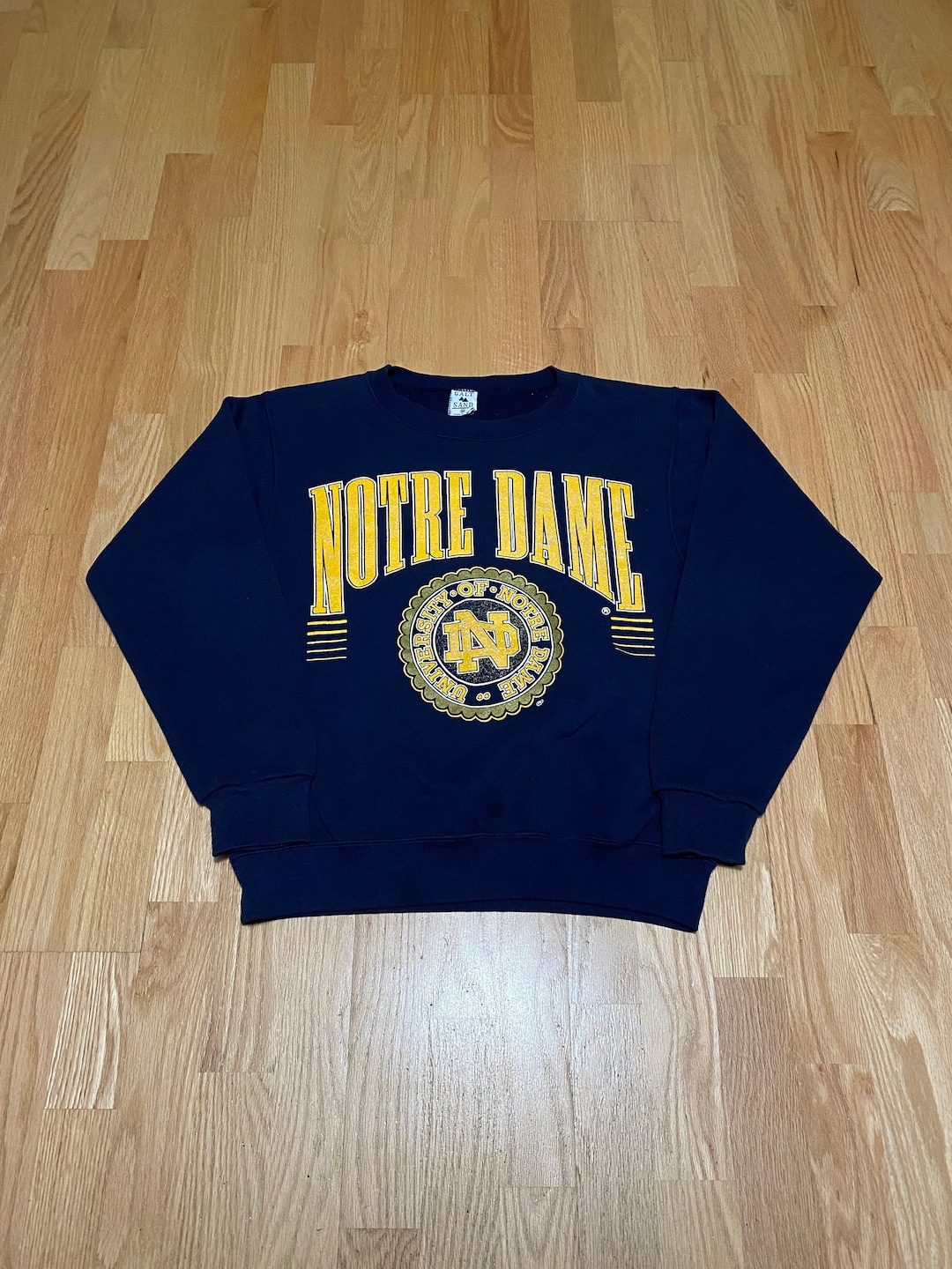 Vintage Galt Sand University of Notre Dame Spell Out Logo Navy Blue ...