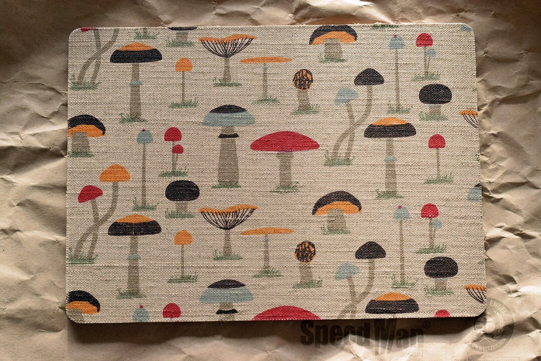 Cute Mushrooms Woven Flax Linen Eco Mouse Mat Pad Office Computer ...