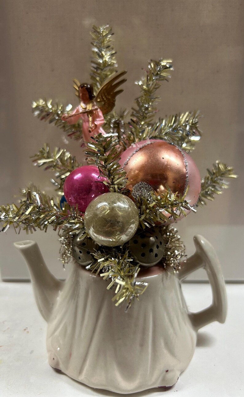 Vintage Christmas Assemblage Vintage Tinsel, Angel, Mercury Glass ...