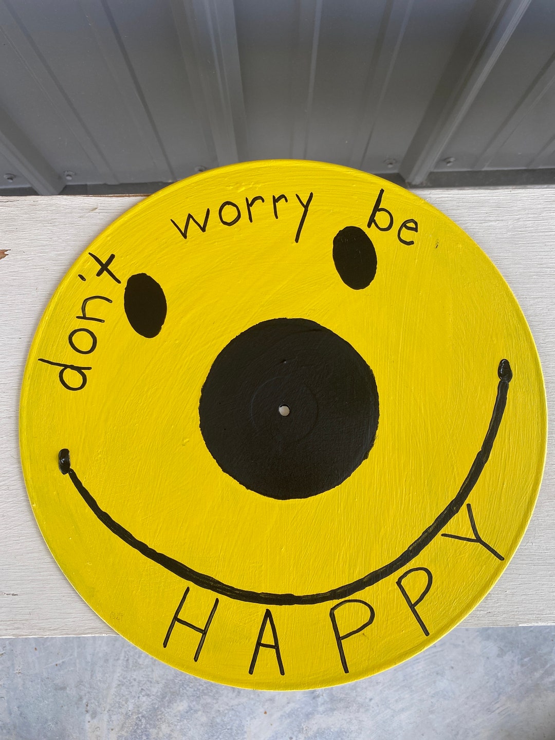 Repurposed Vinyl Record Smiley Face dont Worry Be Happy - Etsy