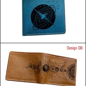 Personalized Leather Wallet: Solar System Map, Astronomy Gift - Etsy