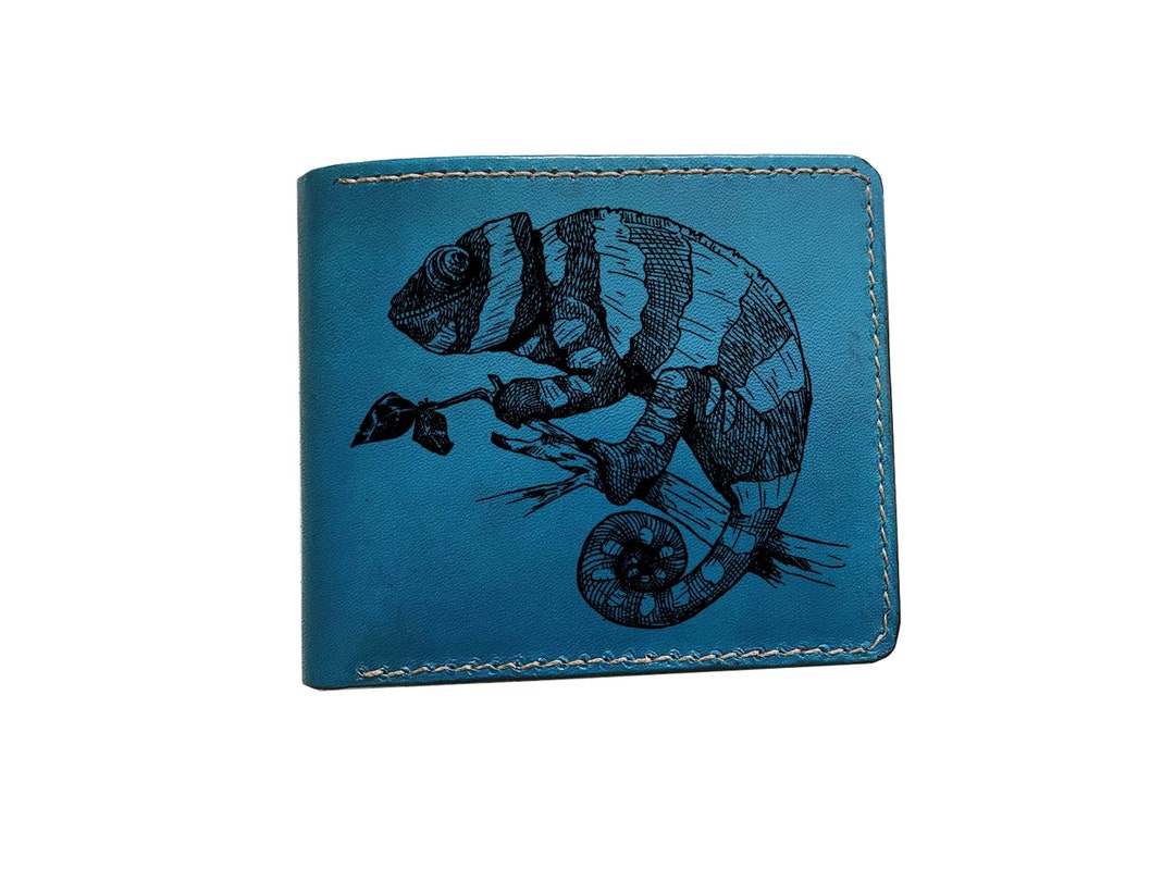 Gecko Leather Wallet: Personalized Animal Pattern, Handmade - Etsy