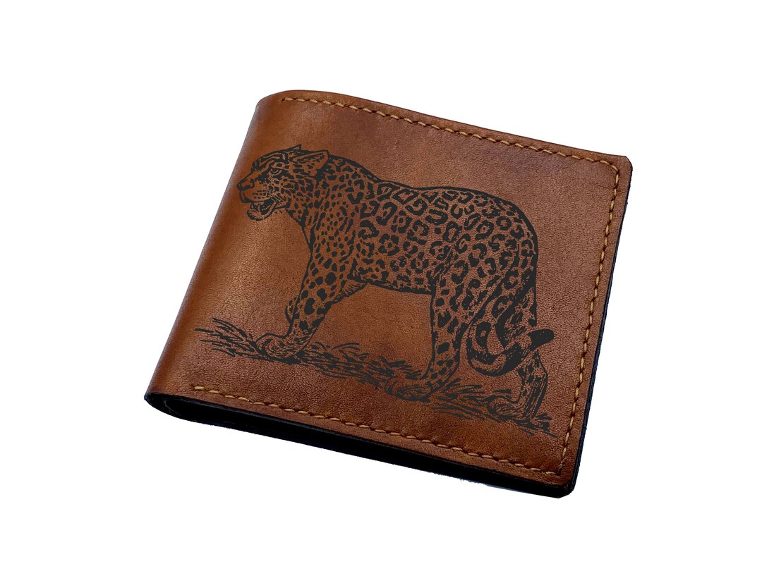 Customized Leather Wallet, Leopard Panther Wild Big Cat Pattern, Forest ...