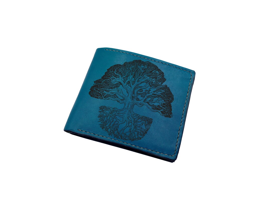 Olive Tree Drawing Art Wallet, Leather Handmade Men's Wallet, Custom ...