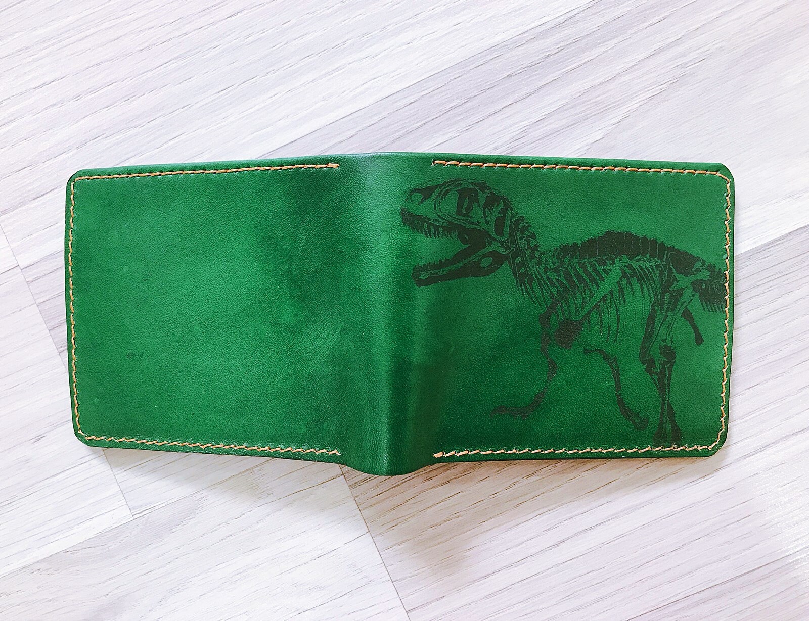 T Rex Leather Men Bifold Wallet Skeleton Dinosaur Men Wallet | Etsy