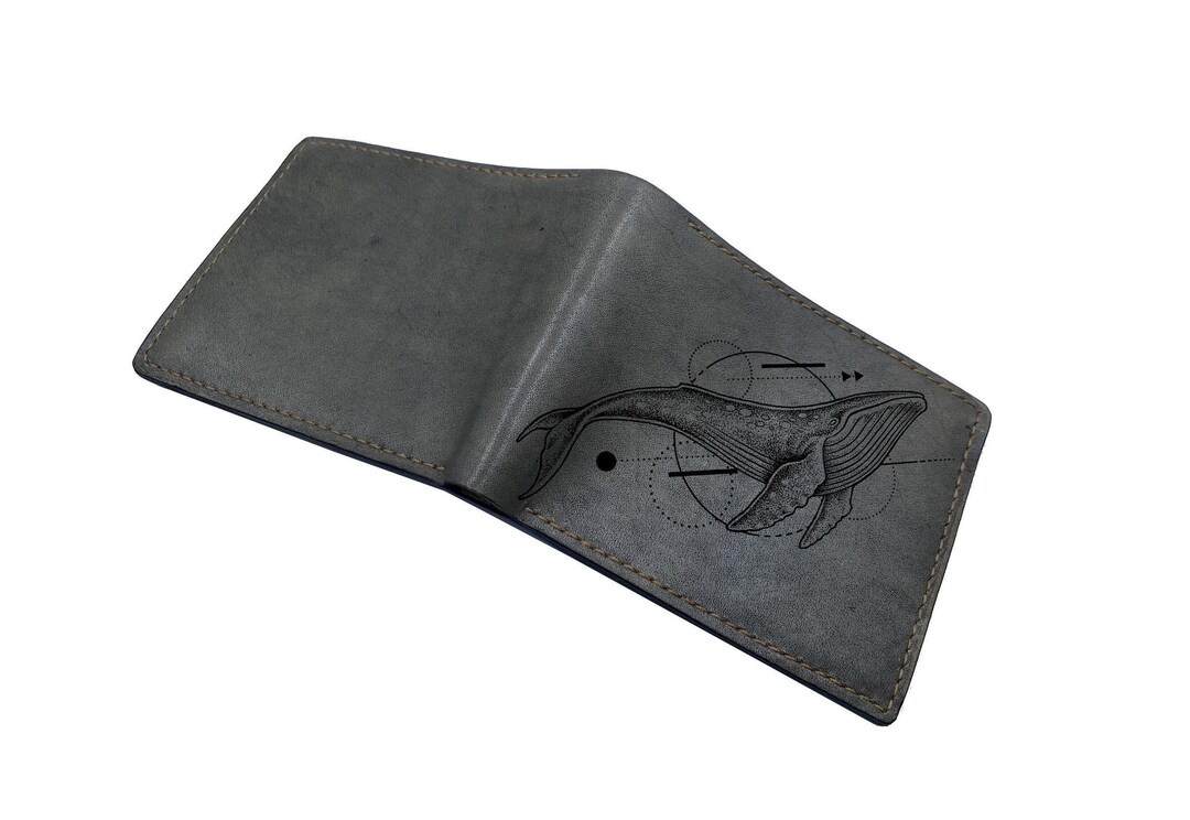 Personalized Leather Wallet, Whale Engraved, Gift for Him - Etsy