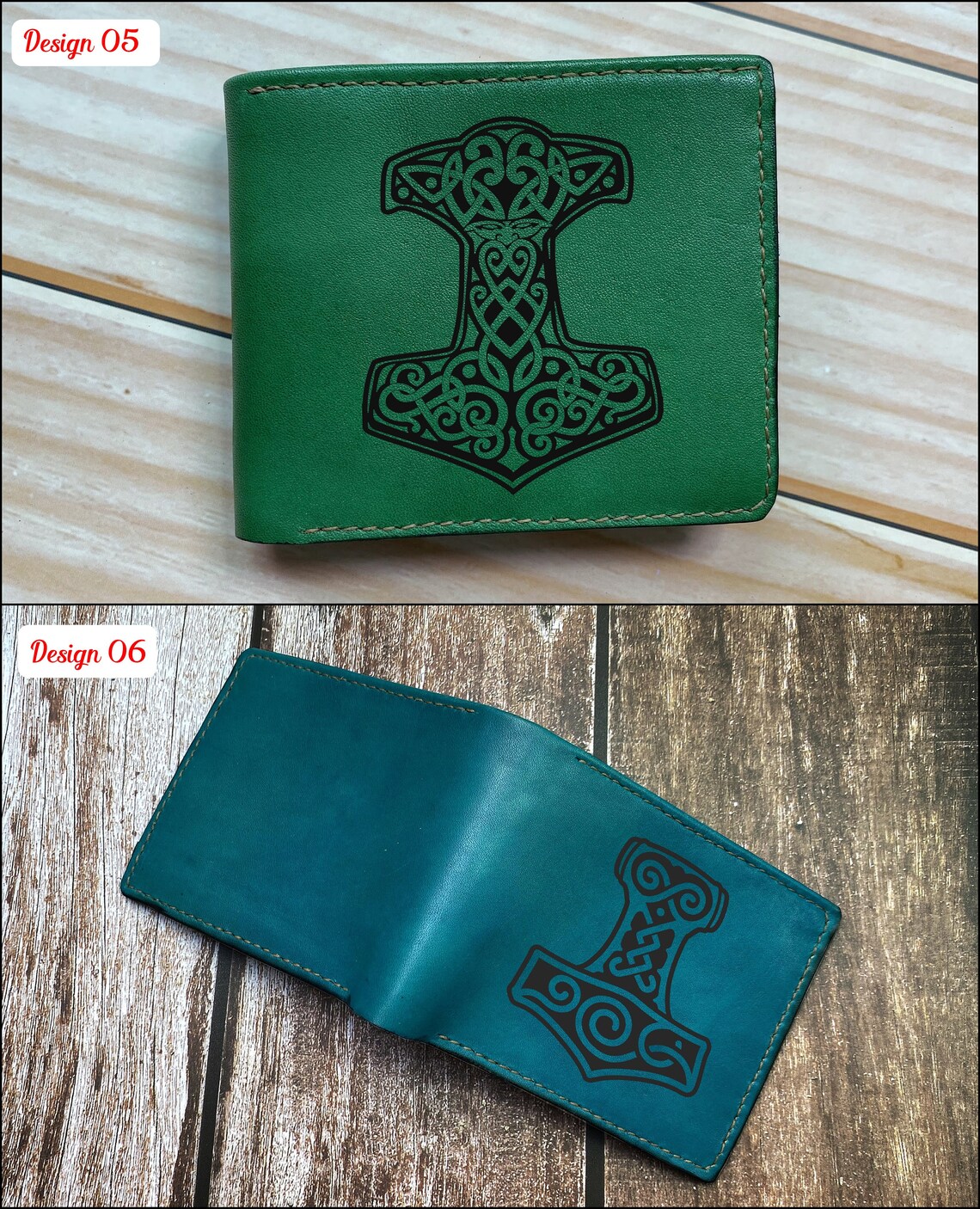 Customize Leather Bifold Wallet Norse Runes Ancient Symbol - Etsy
