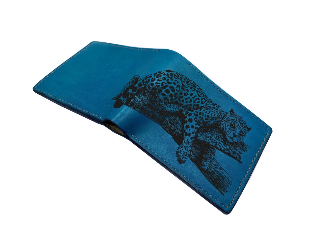 Jaguar Sketch Art Wallet, Leopard Pattern Leather Gift, Personalized ...