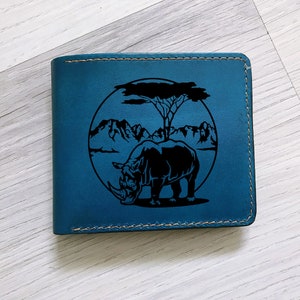 Personalized Leather Men's Wallet, Animal Wallet, Africa Safari Animal ...