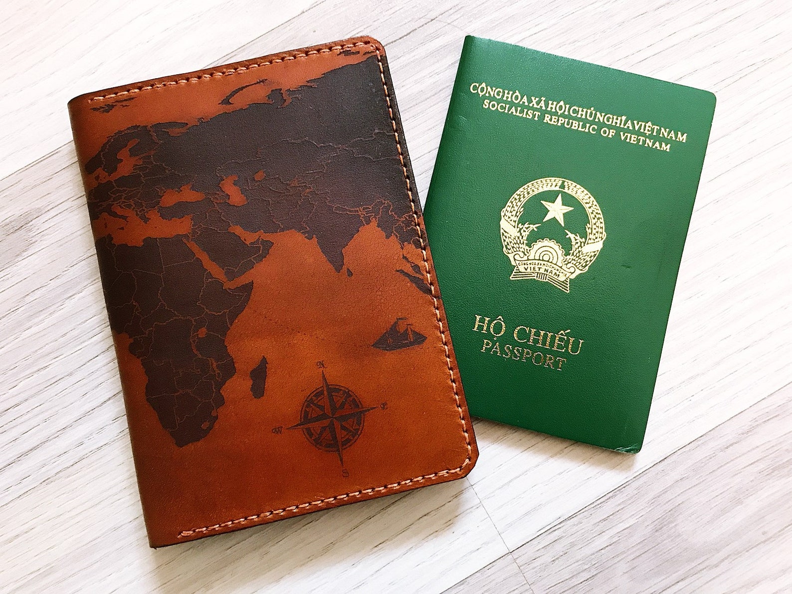 Vintage World Map Leather Passport Wallet Passport Cover | Etsy