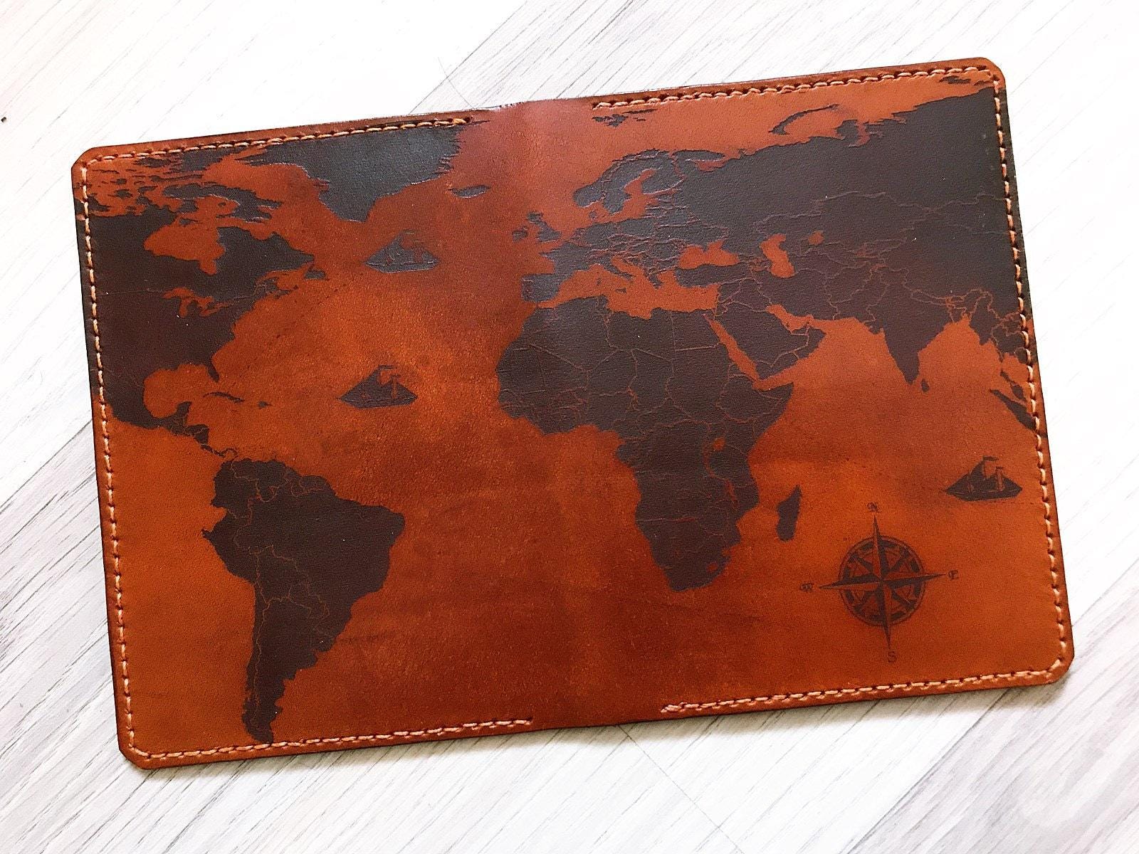 Vintage World Map Leather Passport Wallet: Personalized Travel Case - Etsy