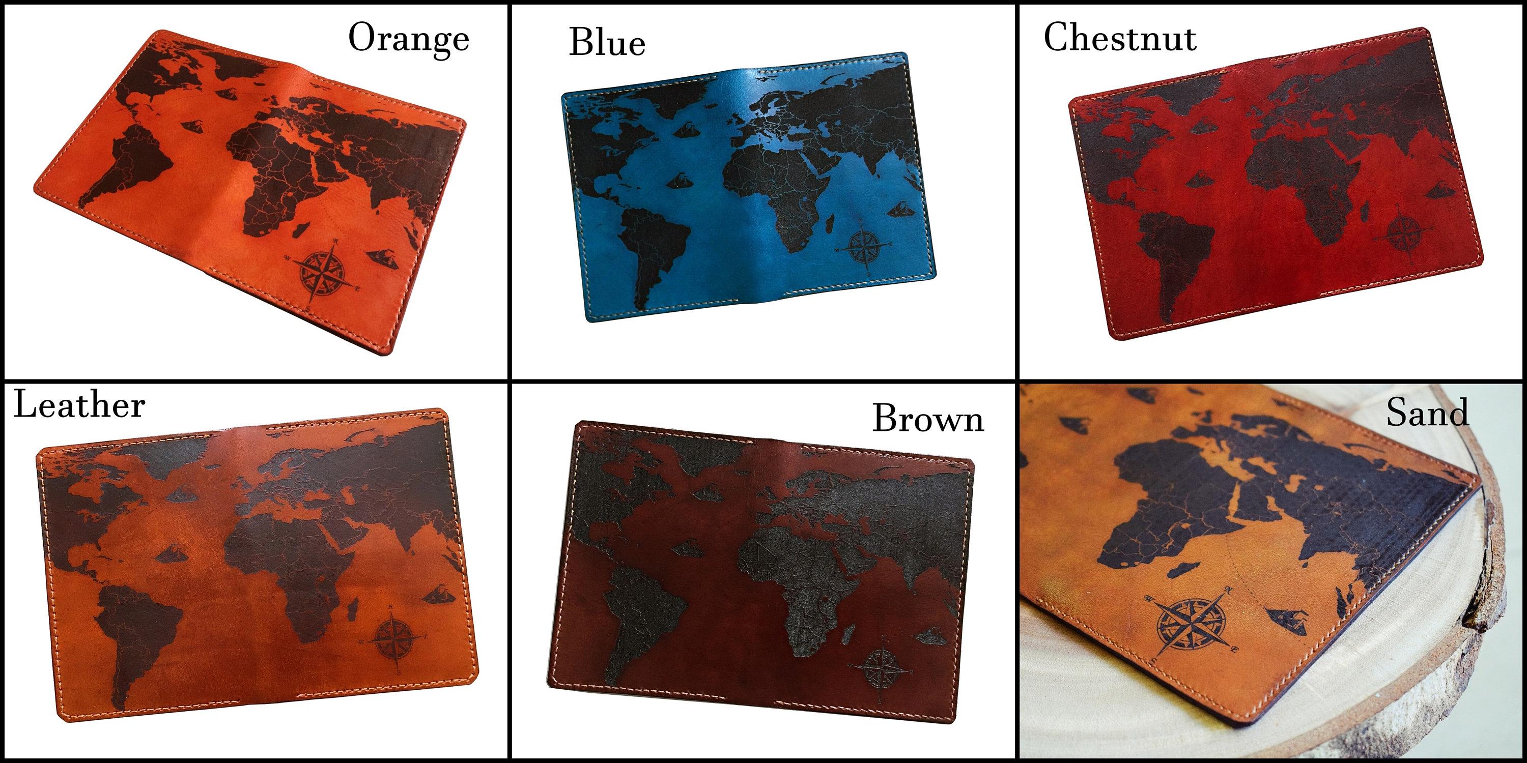 Vintage World Map Leather Passport Wallet: Personalized Travel Case - Etsy