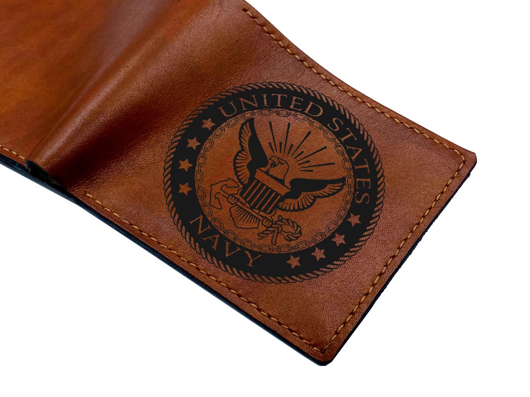 Personalized US Navy Leather Wallet: Handmade Military Gift - Etsy