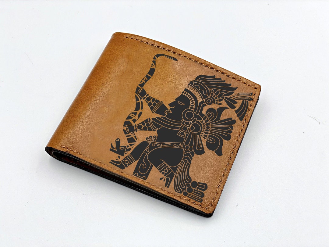 Maya Inca Warrior Men's Wallet, Personalized Engraved Men's Wallet ...