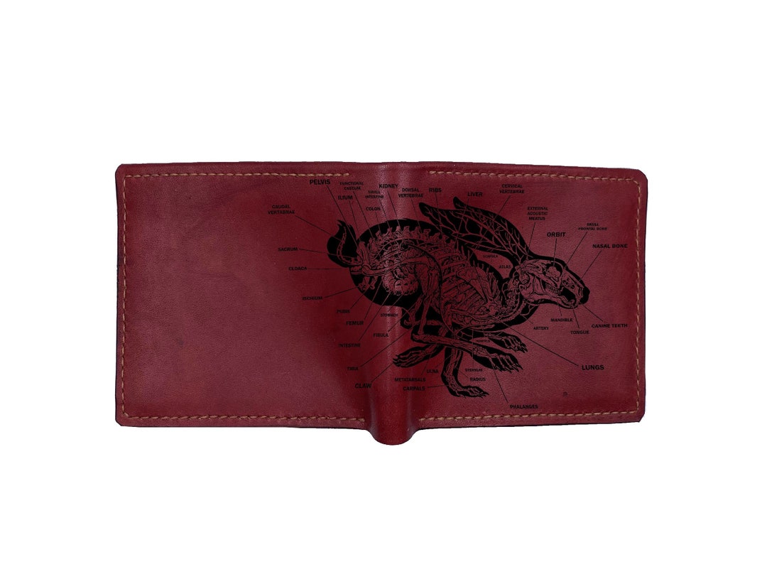 Personalized Leather Wallet: Rabbit Anatomy Art, Custom Engraved - Etsy