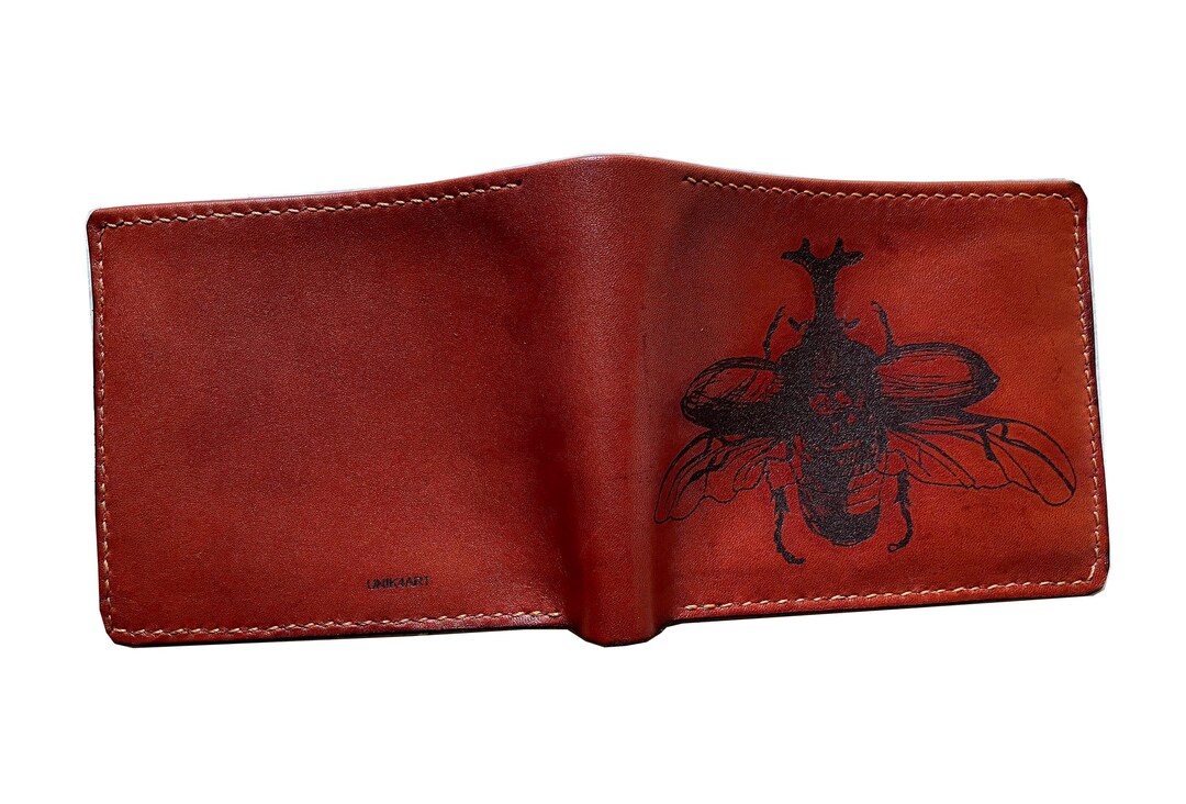 Personalized Leather Wallet: Japanese Beetle Engraved, Insect Gift - Etsy