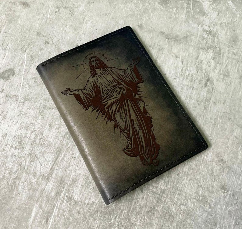 Jesus Leather Wallet: Engraved Christian Gift, Handmade - Etsy