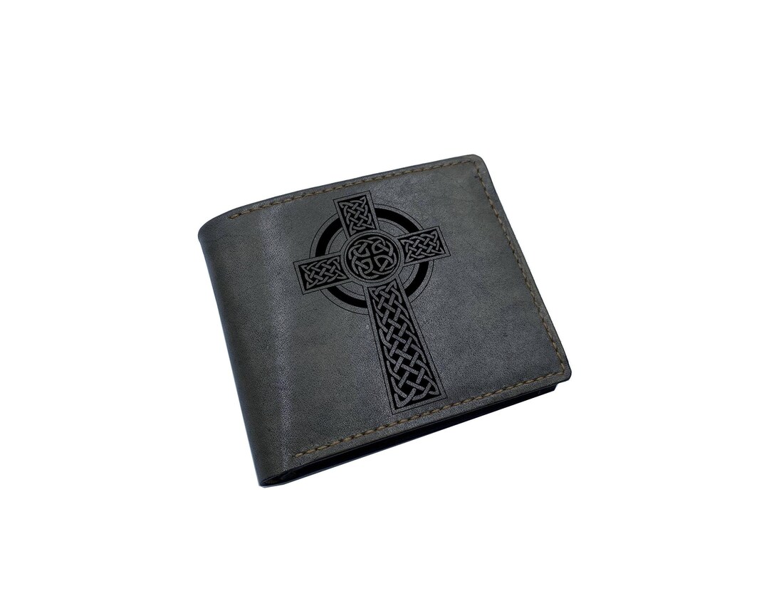 Celtic Knot Cross Leather Wallet, Personalized Anniversary Gift - Etsy
