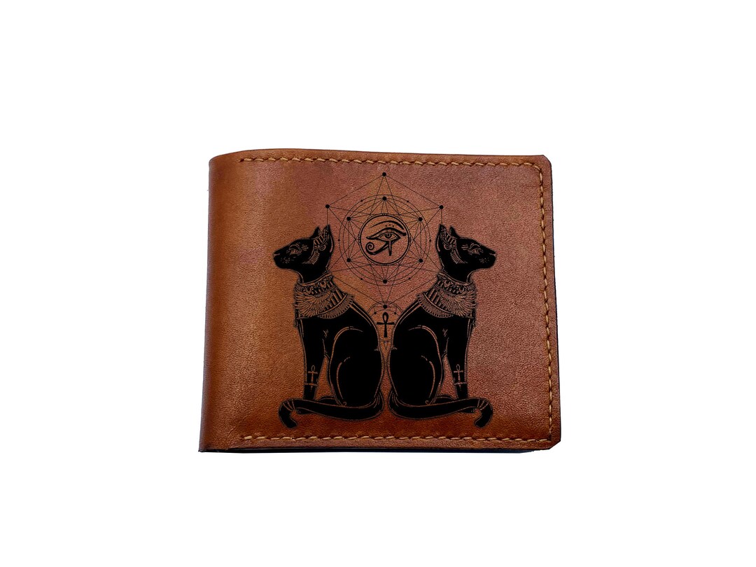 Personalized Leather Men Wallet, Ancient Symbol Wallet for Him, Egypt ...