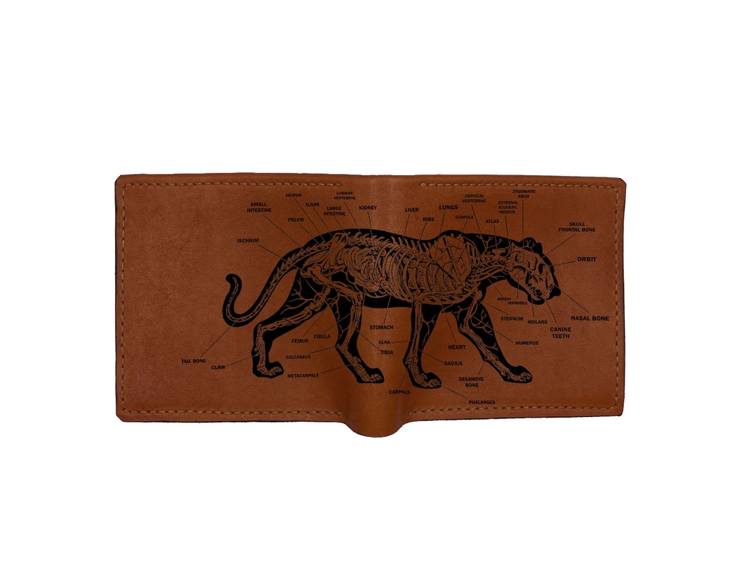Custom Genuine Leather Wallet, Anatomy Modern Art of a Leopard, Animal ...