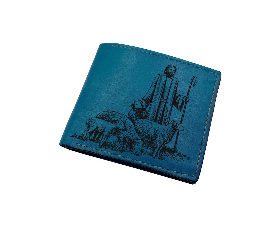 Personalized Leather Wallet: Jesus With Cross, Christian Gift - Etsy