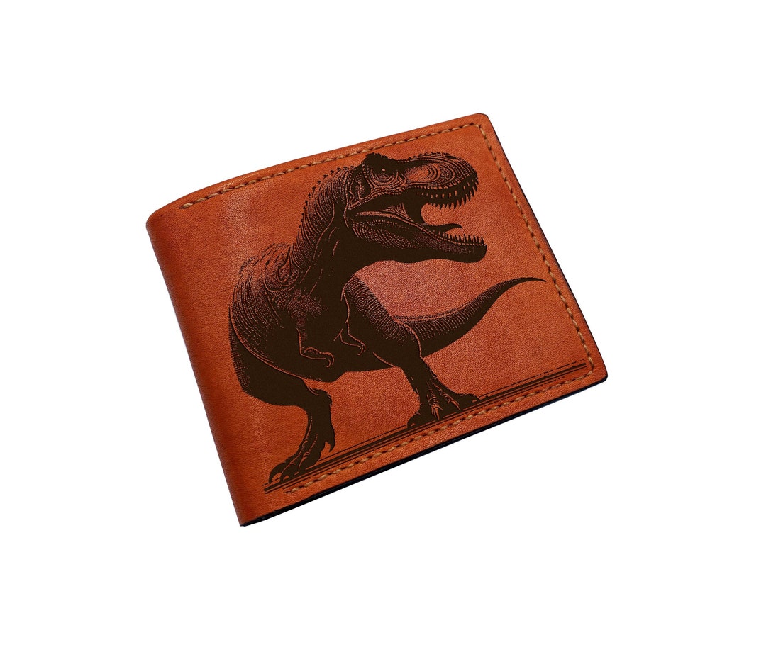 T-rex Engrave Leather Wallet, Dinosaur Predator Leather Gift Ideas ...