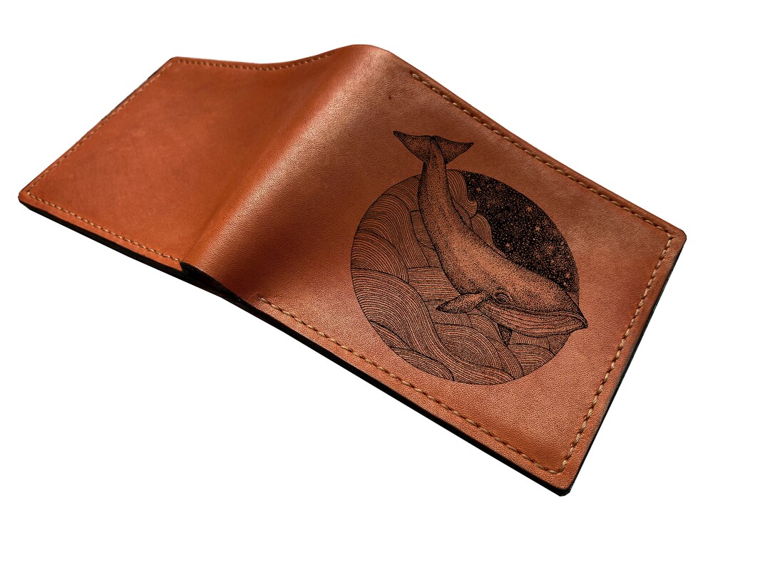 Animal Modern Art Wallet, Custom Name Engraving Wallet, Whale in Ocean ...