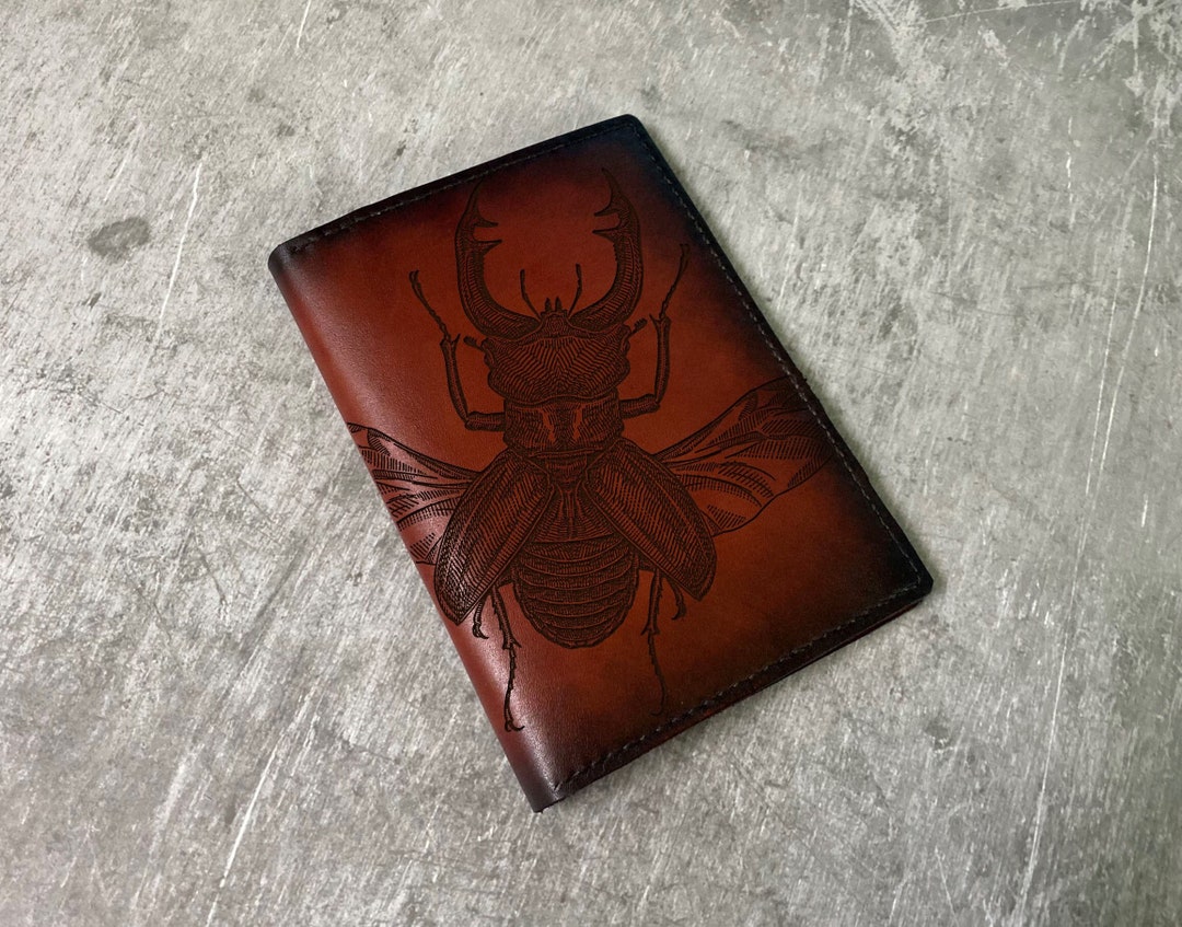 Stag Beetle Leather Passport Wallet, Insect Leather Wallet, Custom ...