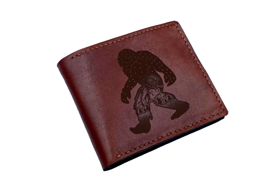 Bigfoot Leather Wallet: Sasquatch Art, Mythical Forest Creature Gift - Etsy