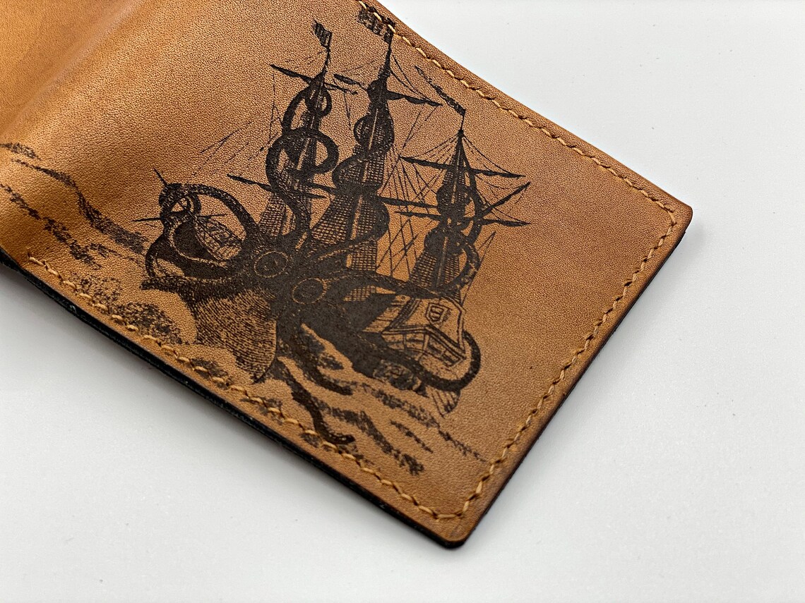 Personalized Kraken Attach Ship Leather Handmade Men's | Etsy