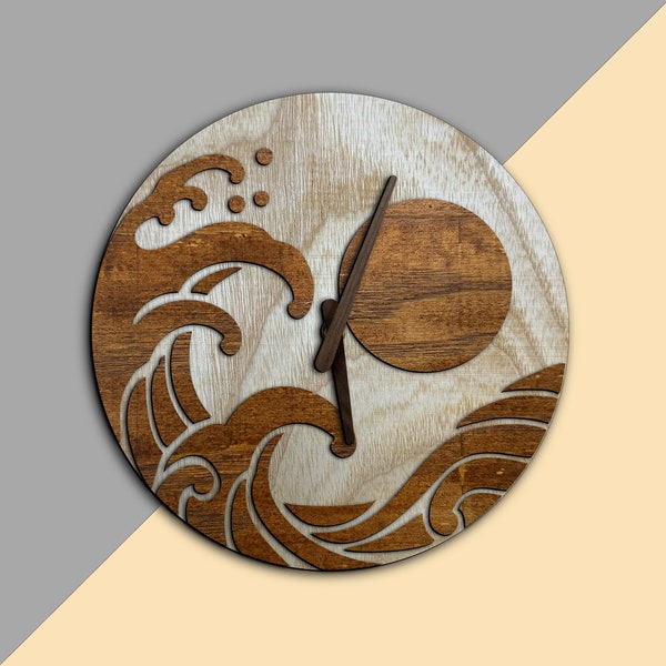 Japanese Wave Wall Clock - Etsy