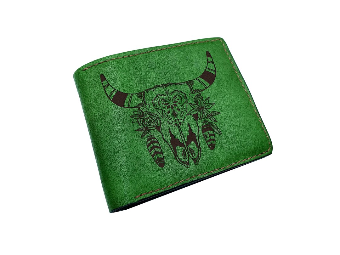 Bull Skull American Natives Pattern, Leather Gift Ideas for Him ...