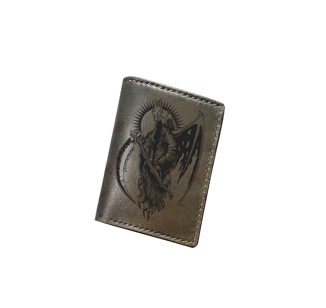 Death God Leather Wallet, Handmade Horror Art, Halloween Gift - Etsy