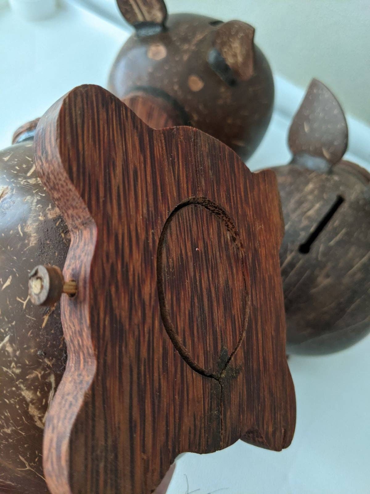 HANDMADE 1 (one) Coconut Shell Piggy Bank Coin Bank NATURAL Rustic ...