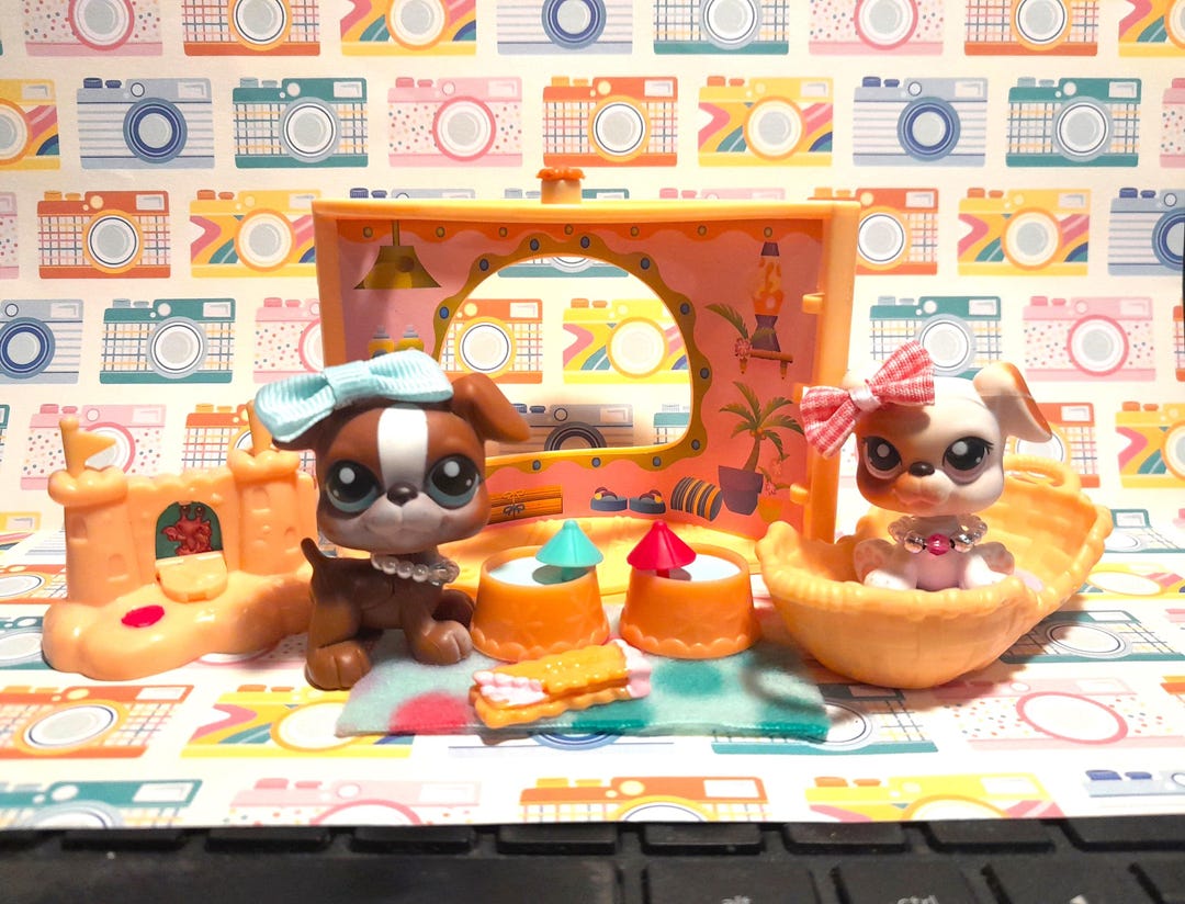 Authentic Complete LPS Portable Pets Playset Boxer Puppies Original ...