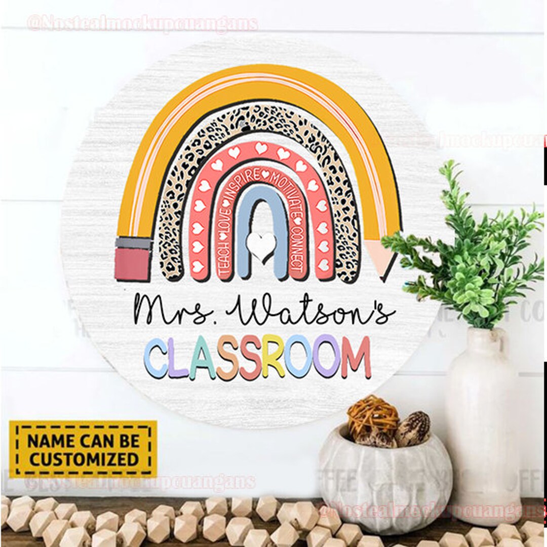 Personalized Teacher Appreciation Door Sign Wooden Round - Etsy