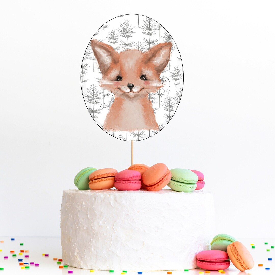 Woodland Fox Cake & Cupcake Toppers | Matching Party Decor | Animal ...