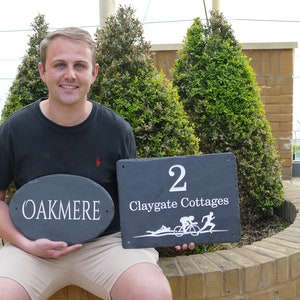 Hand Cut Oval Slate House Sign 35cm X 24cm - Etsy