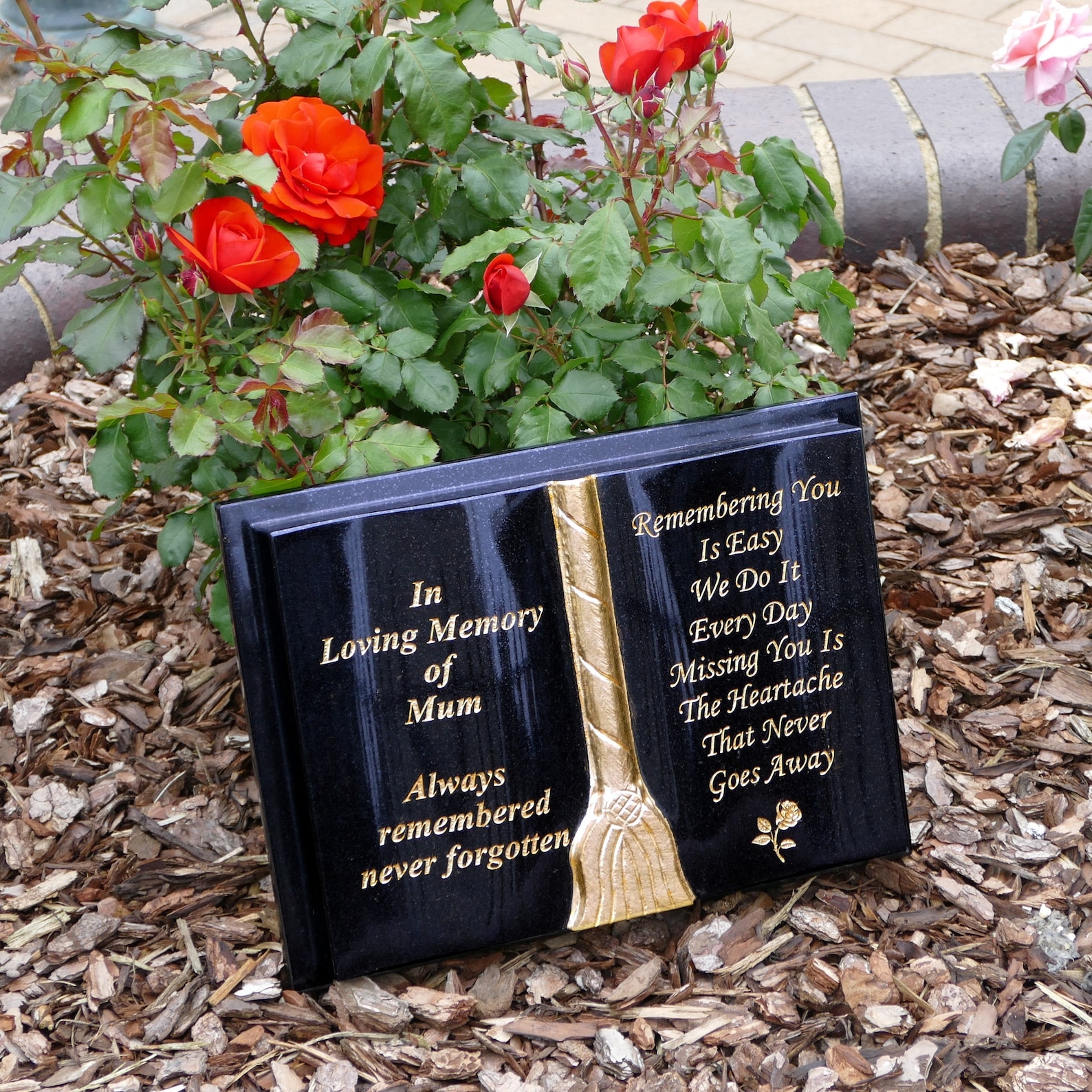 Granite Memorial Book 23.5ct Gold | Book Memorial | Book Shaped ...
