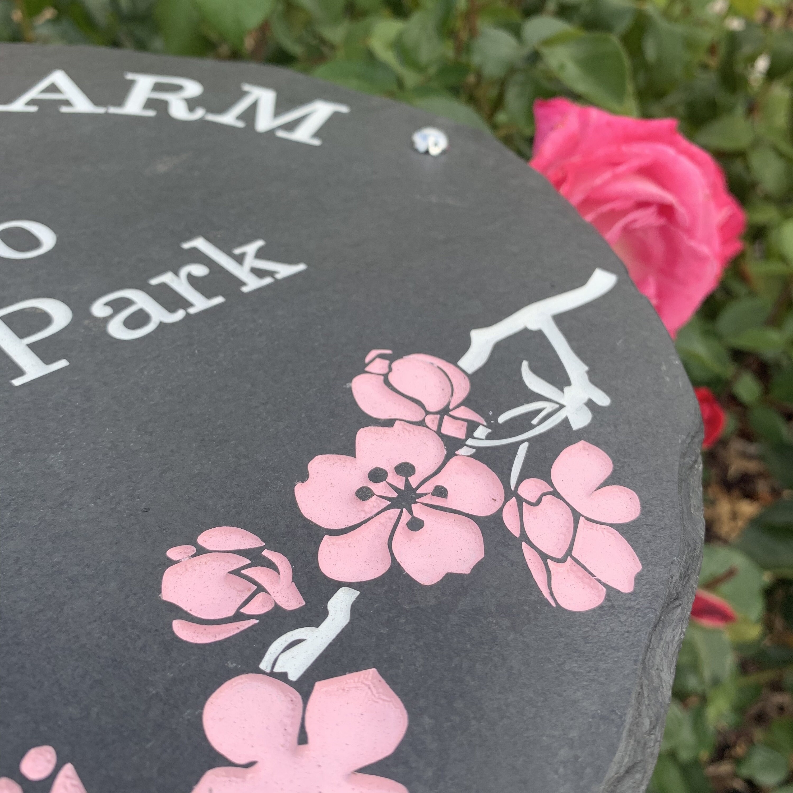 Slate House Sign | Cherry Blossom Slate | Large Oval Slate House Signs ...
