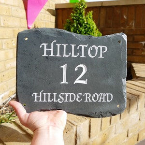 Waved Slate House Sign 30cm X 23cm | Hand Cut Rustic Slate Signs - Etsy