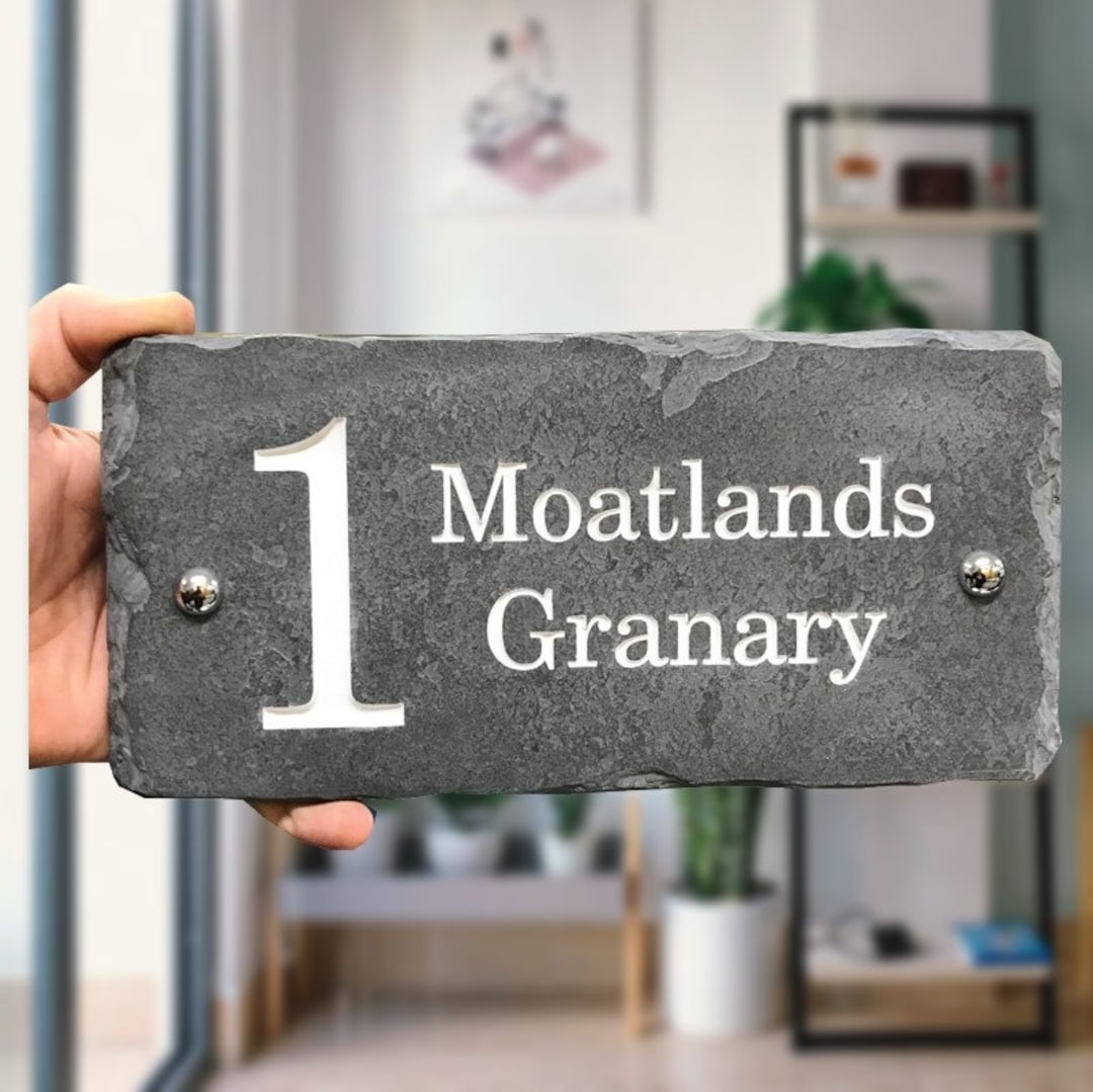 Rustic Slate House Sign 25cm X 12cm | House Nameplates | Address Signs ...
