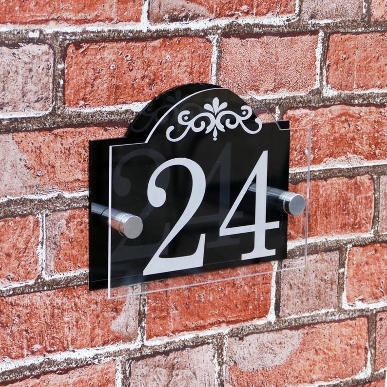 200mm X 160mm 3D Glass Effect House Sign Engraved With Any House Name ...