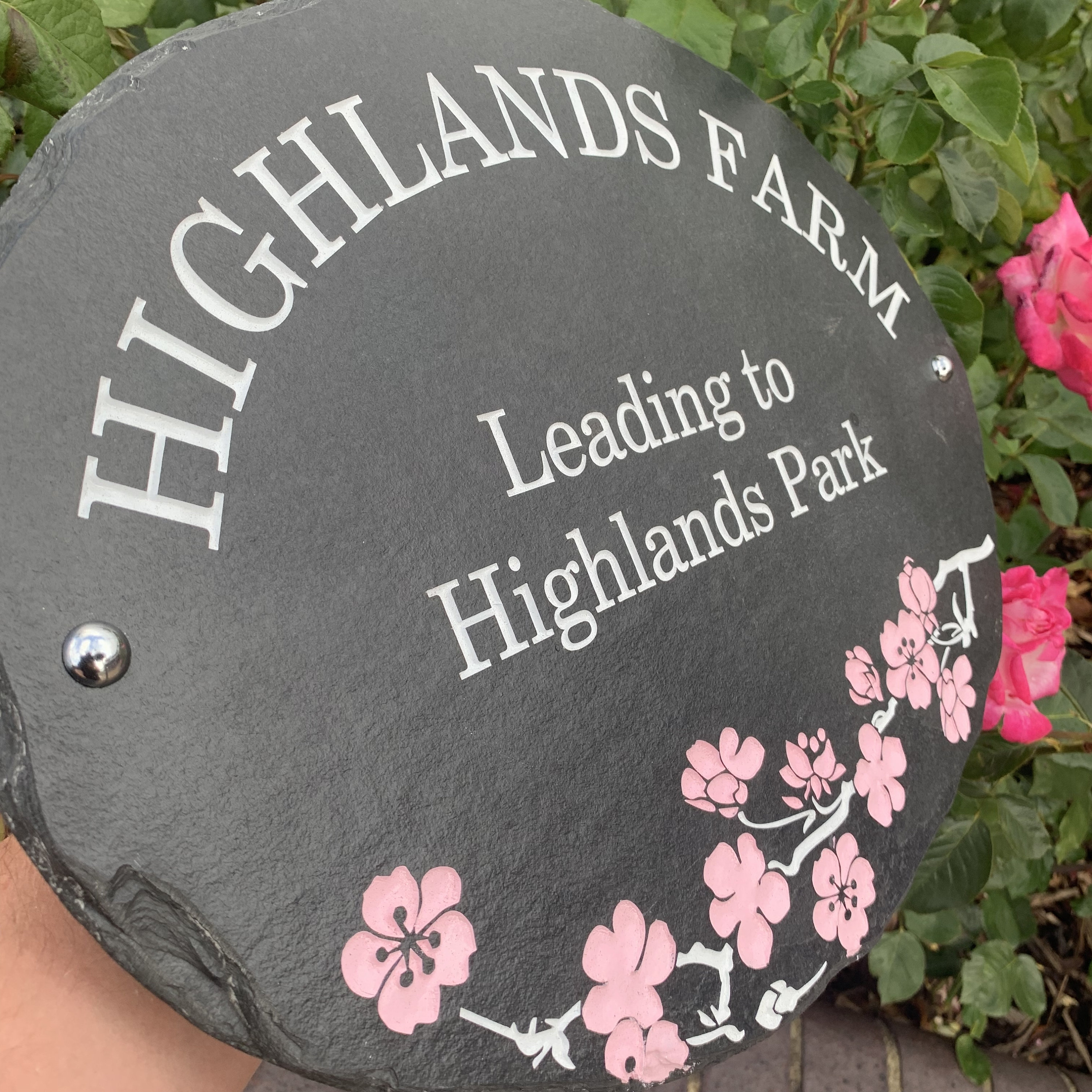 Slate House Sign | Cherry Blossom Slate | Large Oval Slate House Signs ...
