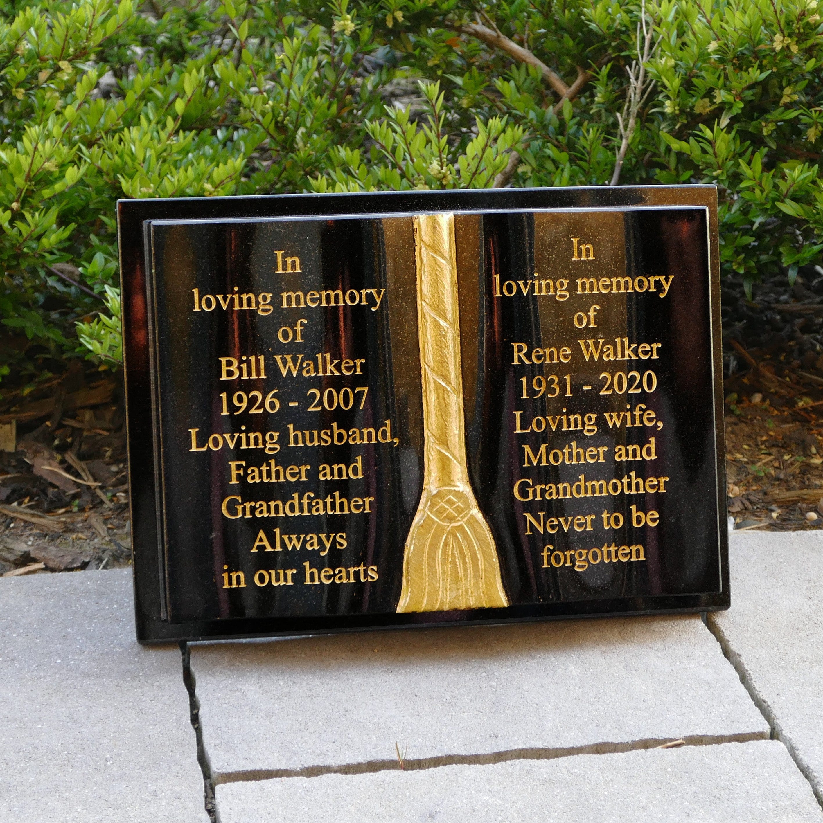 Granite Memorial Book 23.5ct Gold | Book Memorial | Book Shaped ...