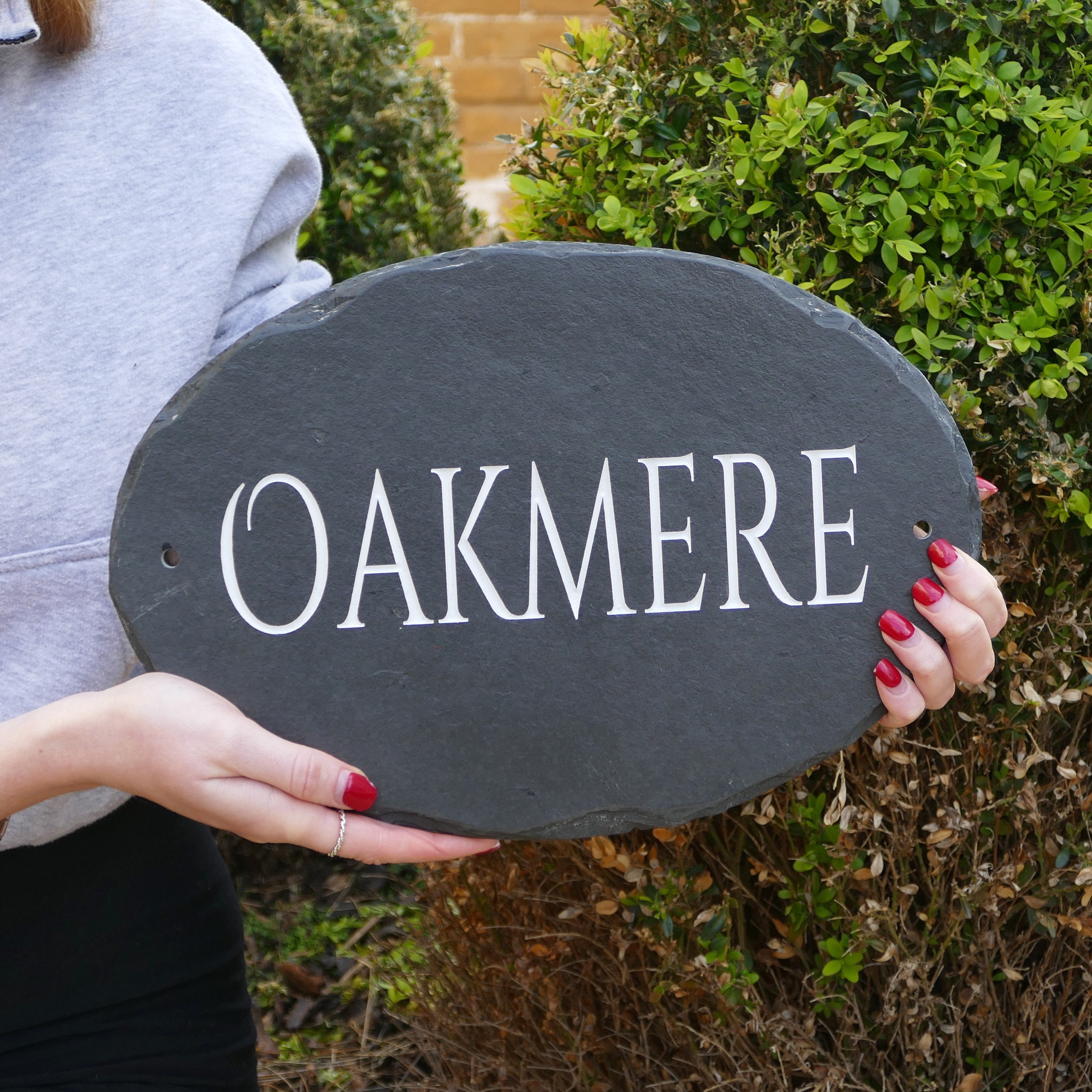 Hand Cut Oval Slate House Sign 35cm X 24cm - Etsy
