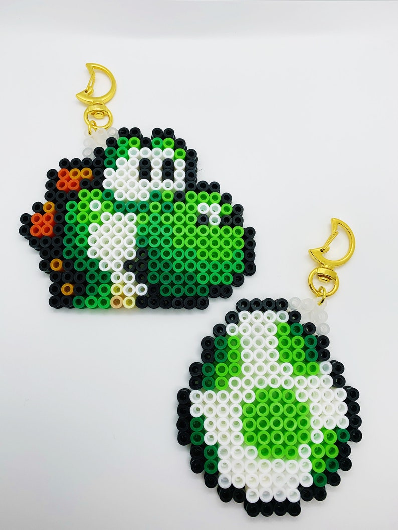 Nintendo Mario Yoshi Perler Bead and Egg Perler Bead Keychains - Etsy