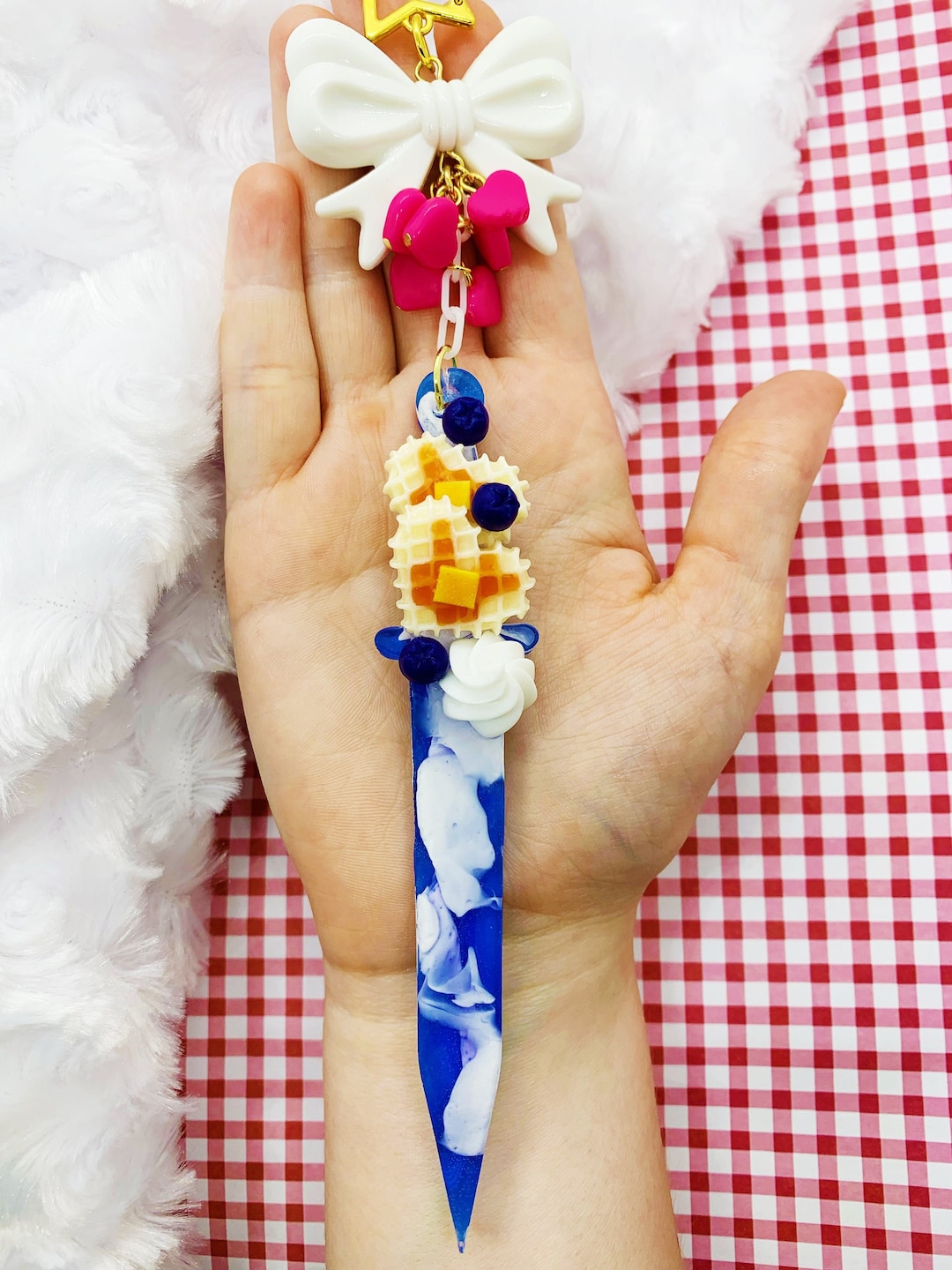 Blueberry and Cream Waffle Charm - Etsy